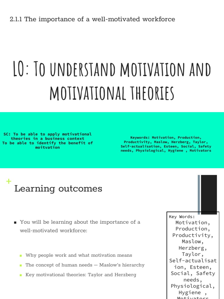 2.1.1 The Importance of A Well-Motivated Workforce | PDF