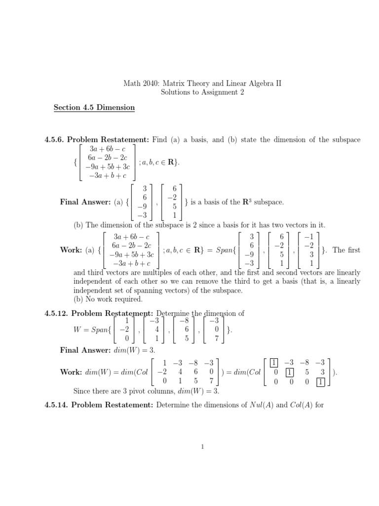 Asign 2 | PDF | Eigenvalues And Eigenvectors | Linear Subspace