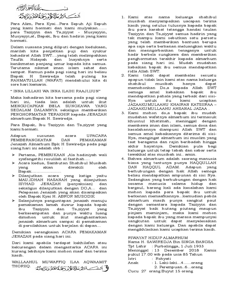 Acara Pelepasan Jenazah | PDF