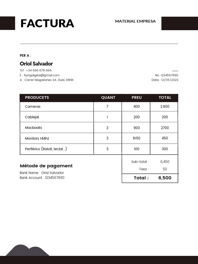 Black & White Simple Minimalist Book Store Invoice | PDF