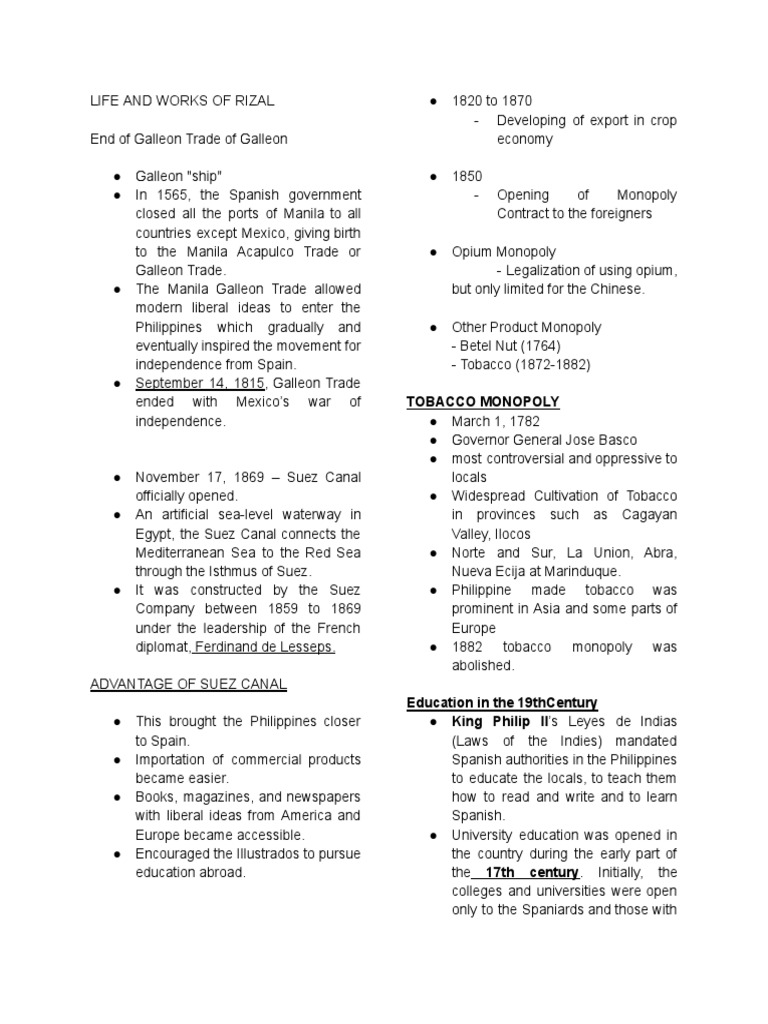 Life and Works of Rizal | PDF | Suez Canal | Philippines