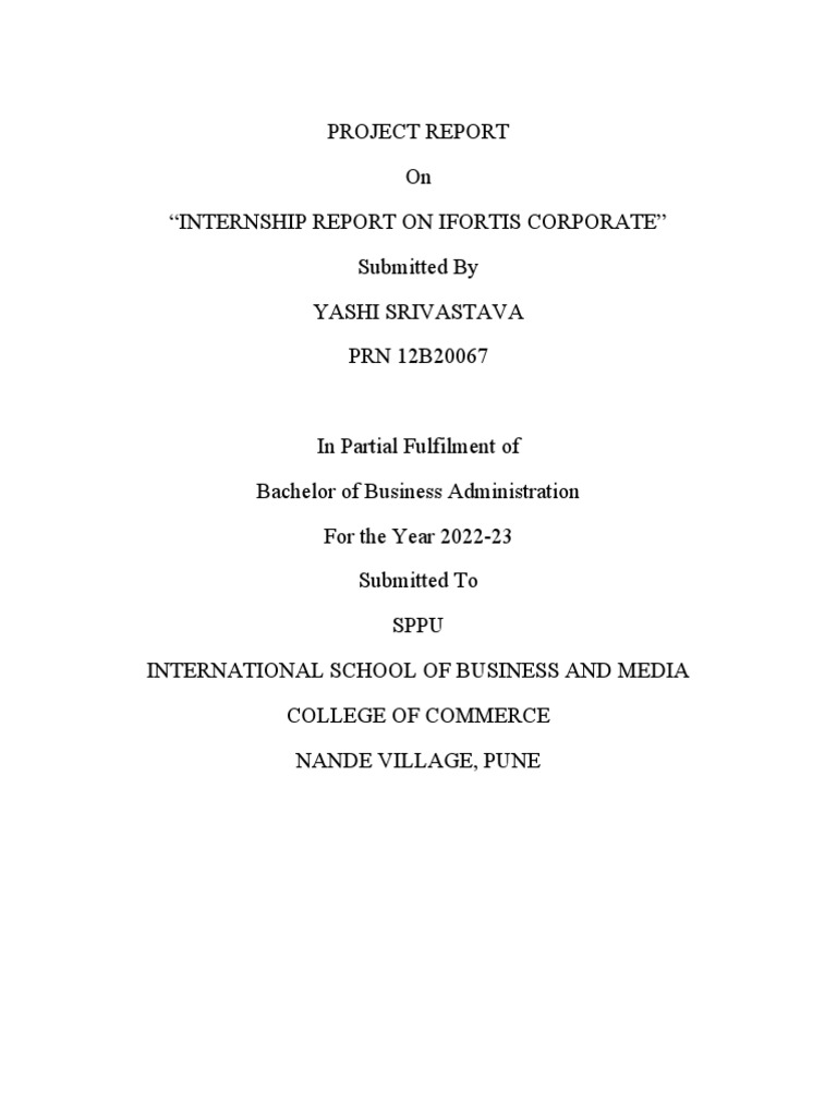 Marketing Internship Report Pdf