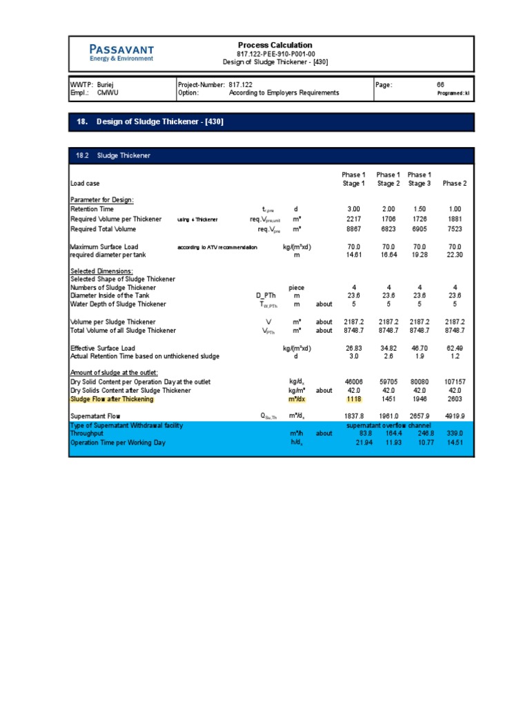 Design of Sludge Thickener | PDF