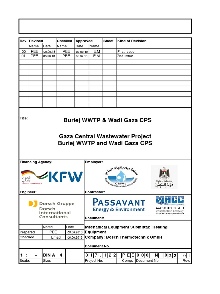 Buriej WWTP & Wadi Gaza CPS: Rev. Revised Checked Approved Sheet Kind of Revision | PDF