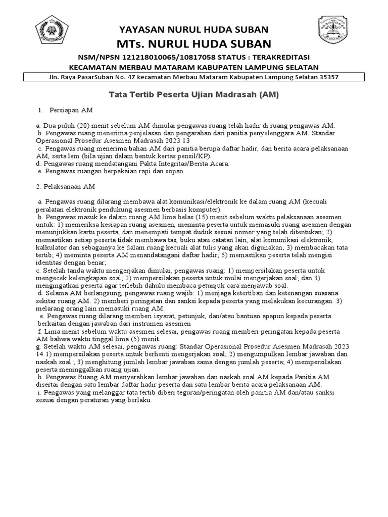 Tatib Am 2022-2023 | PDF