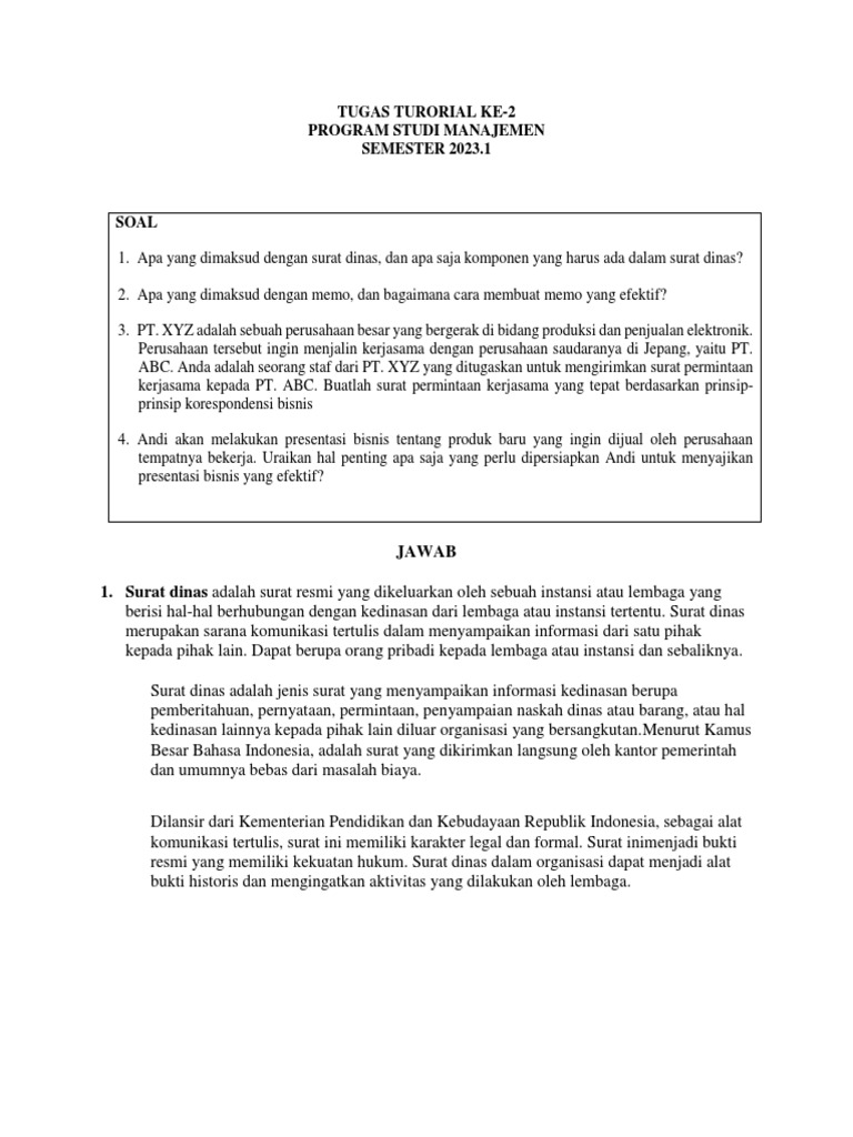 Panduan Surat Dinas dan Memo | PDF