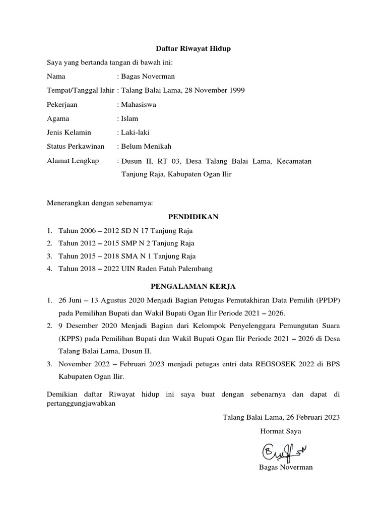 CV Bagas Noverman | PDF