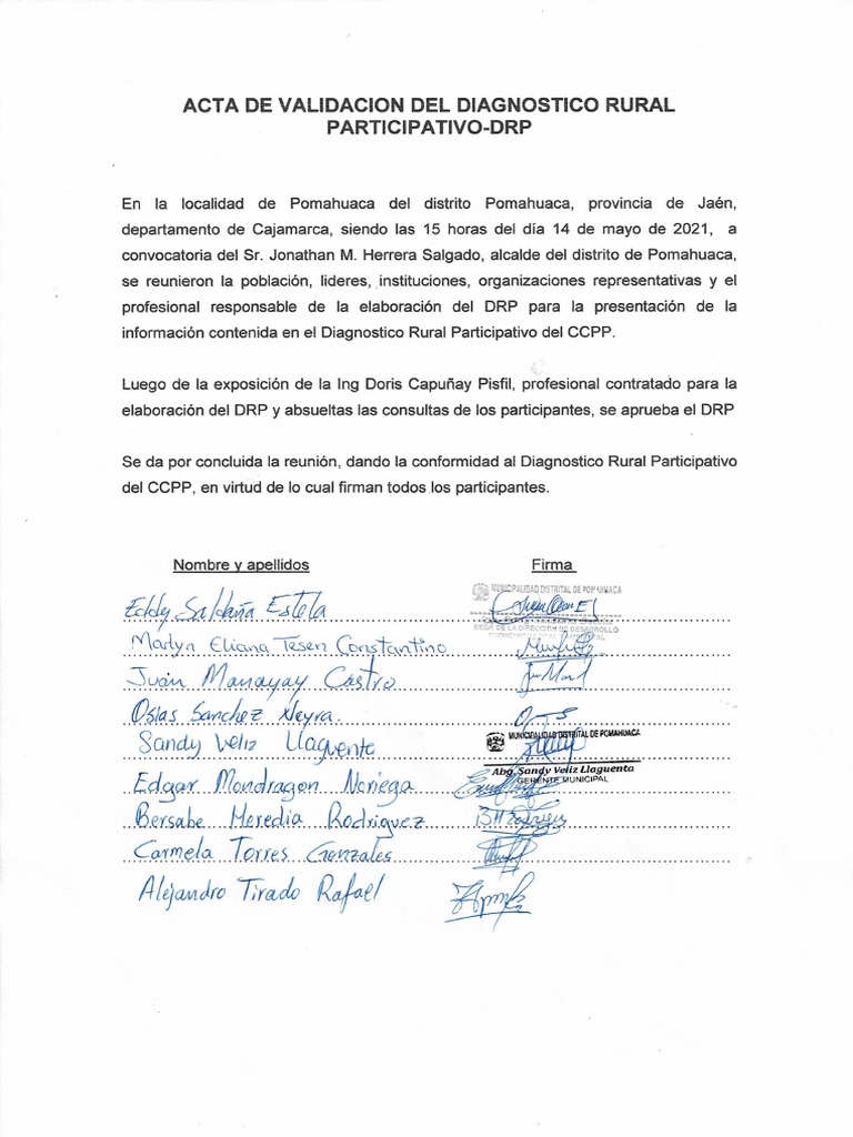 Anexo #05 Acta Validacion Diagnostico | PDF