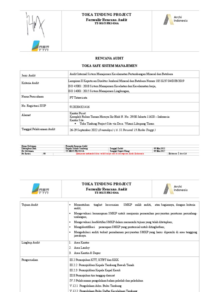 Rencana Internal Audit SMKP - MSM | PDF