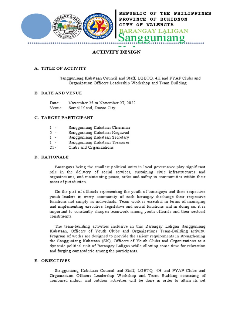 SK Team Building Activity Proposal | PDF | Team Building | Economies