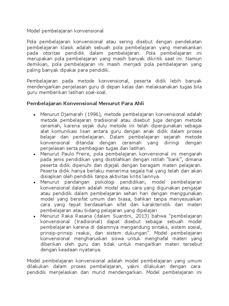 Metode Pembelajaran Konvensional | PDF