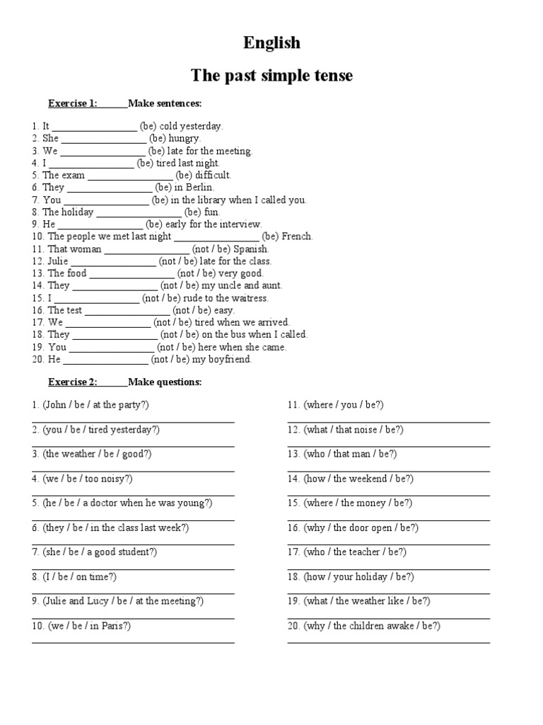Tense - Past Simple - Exercise | PDF | Leisure