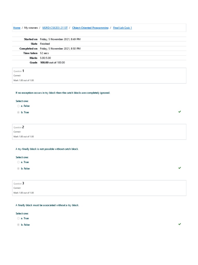 Term 3 OOP Final Lab Quiz 1_ Attempt Review | PDF