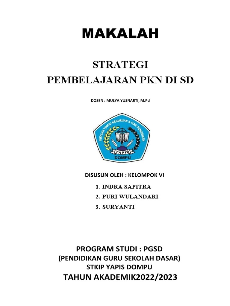 Strategi Pembelajaran PKN Di SD | PDF