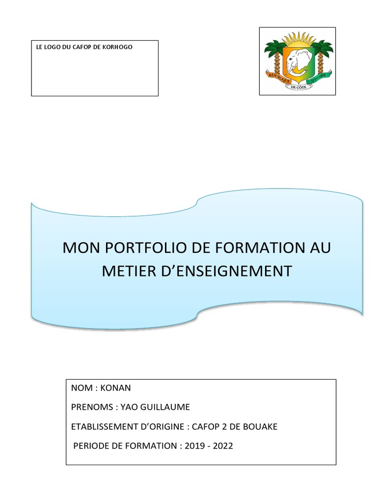 Portfolio de Formation CAFOP 2022 | PDF | Pédagogie | Apprentissage