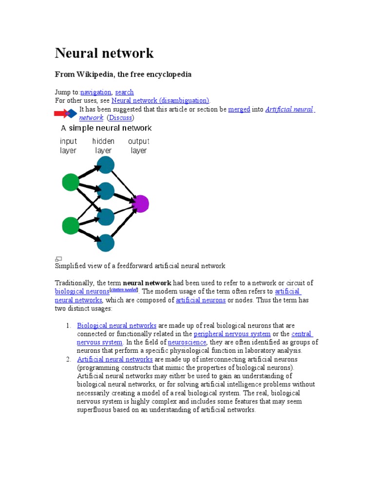 Neural Network: From Wikipedia, The Free Encyclopedia | PDF ...