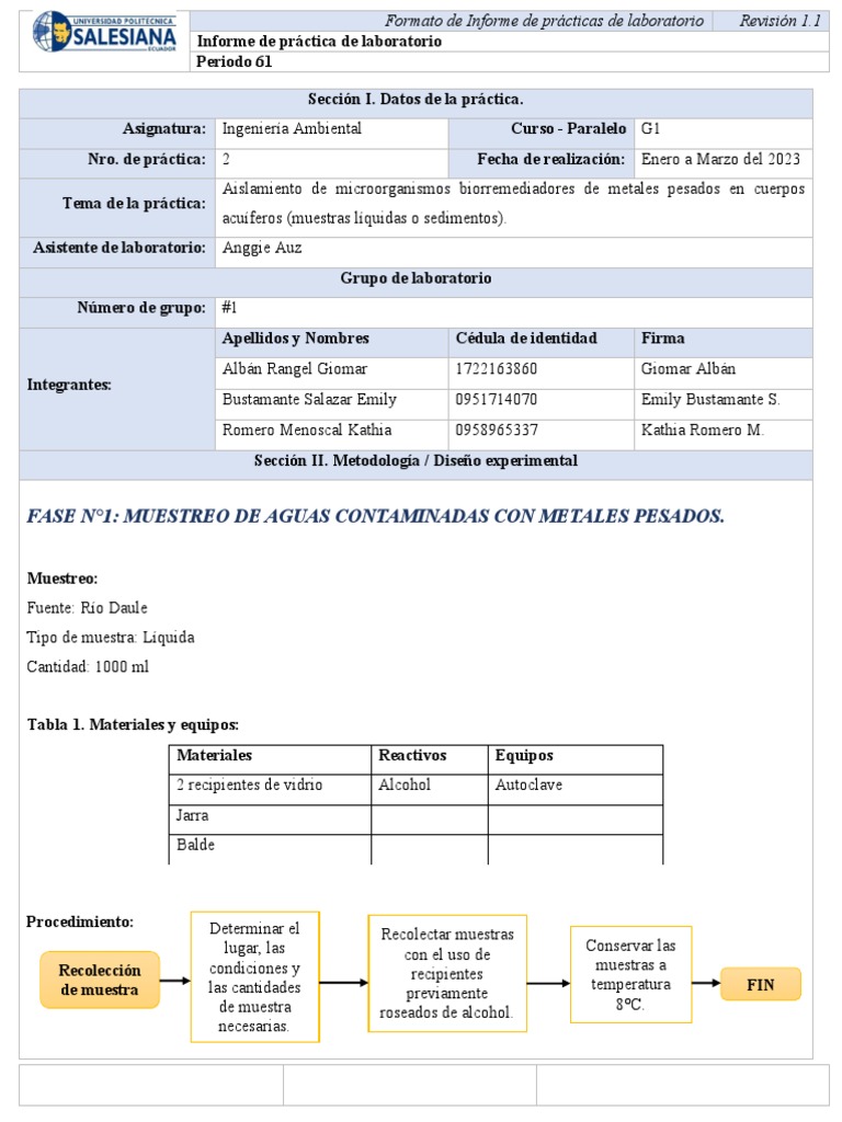 Práctica N°2 Bio Ambiental - Albán, Bustamante, Romero K | PDF