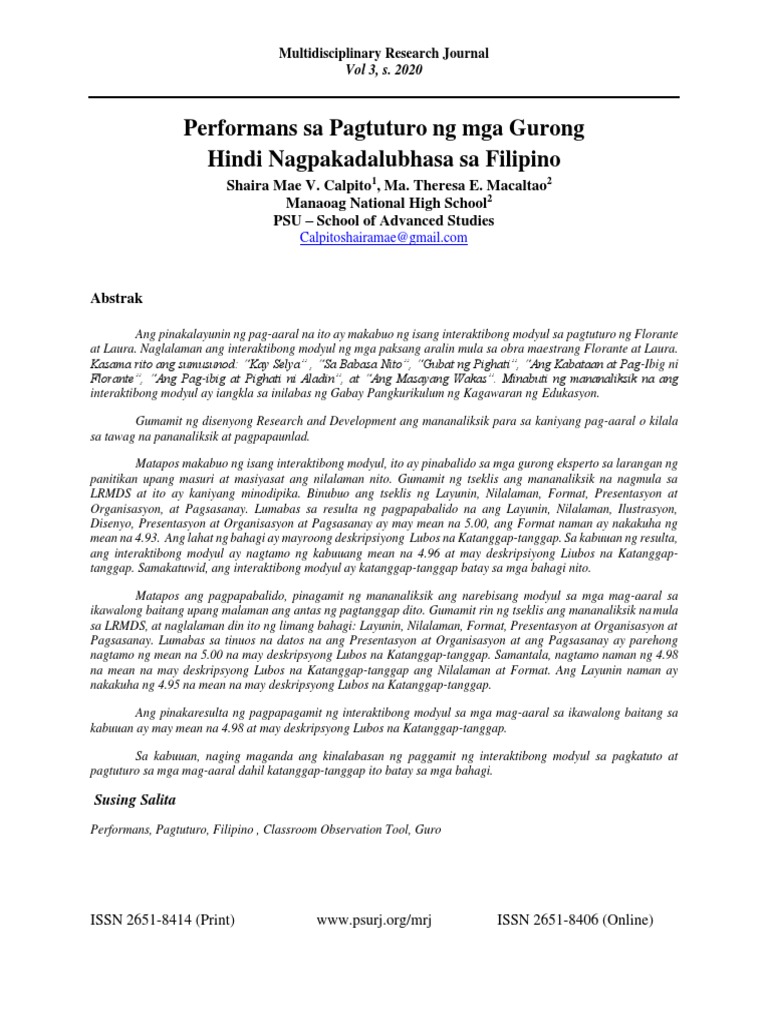 IMRAD Maam Calpito | PDF