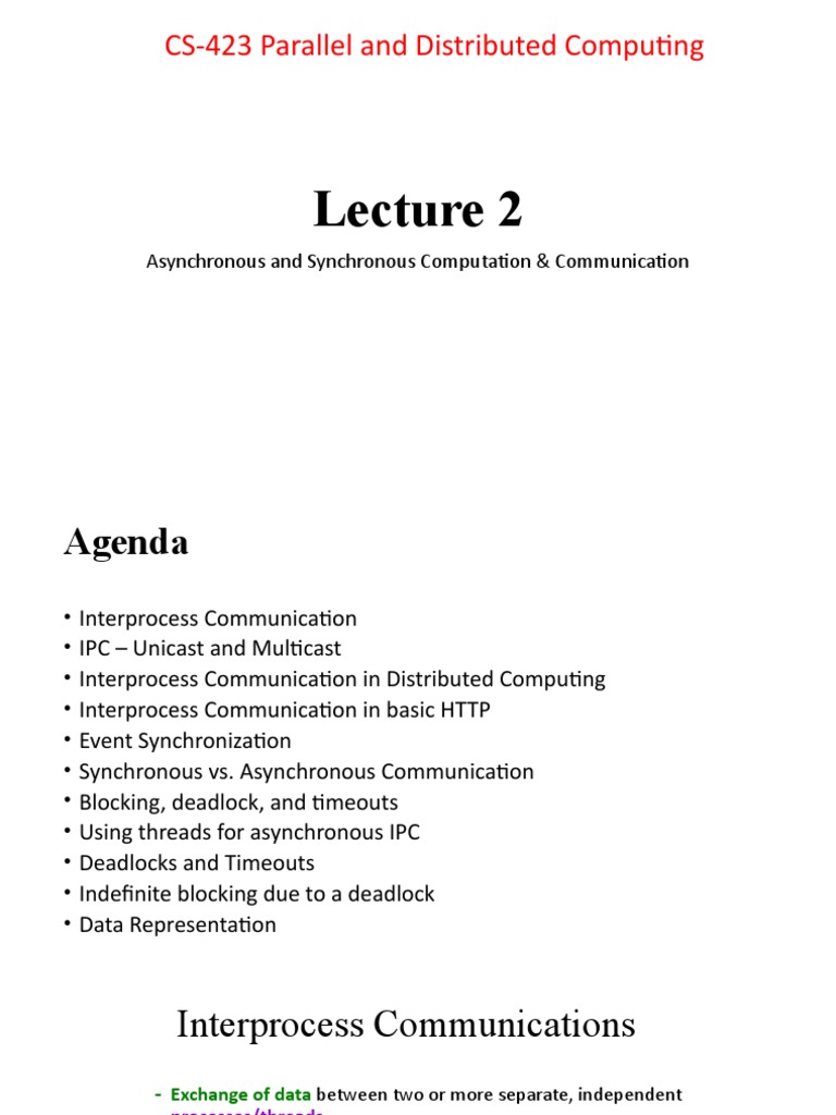 Lecture 2 Asynchrnous And Synchronous Computation And Communication Pdf