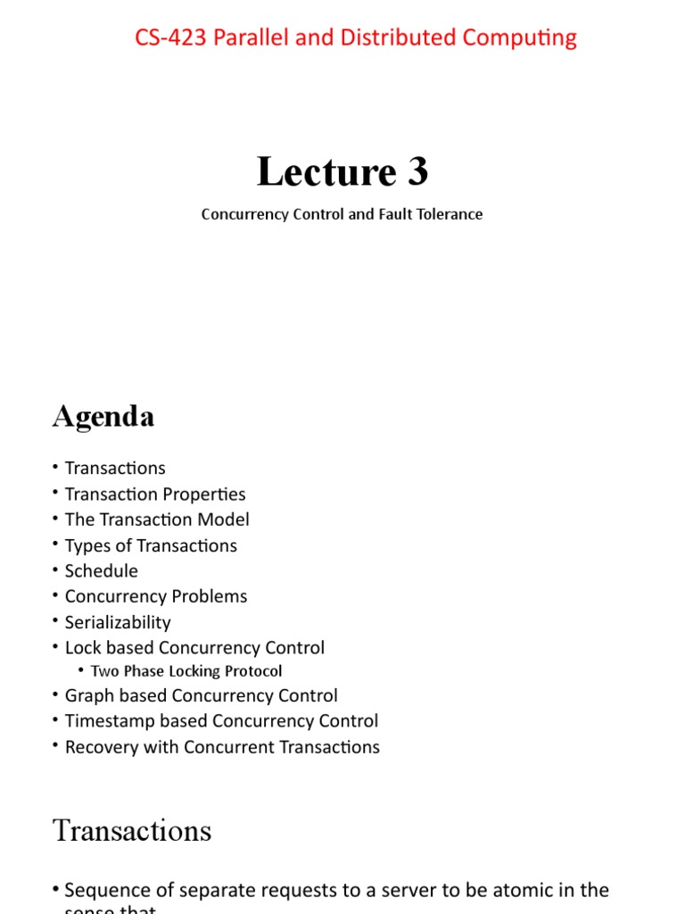 Lecture 3 - Concurrency Control and Fault Tolerance | PDF | Database ... Lecture 3 - Concurrency Control and Fault Tolerance | PDF | Database ...