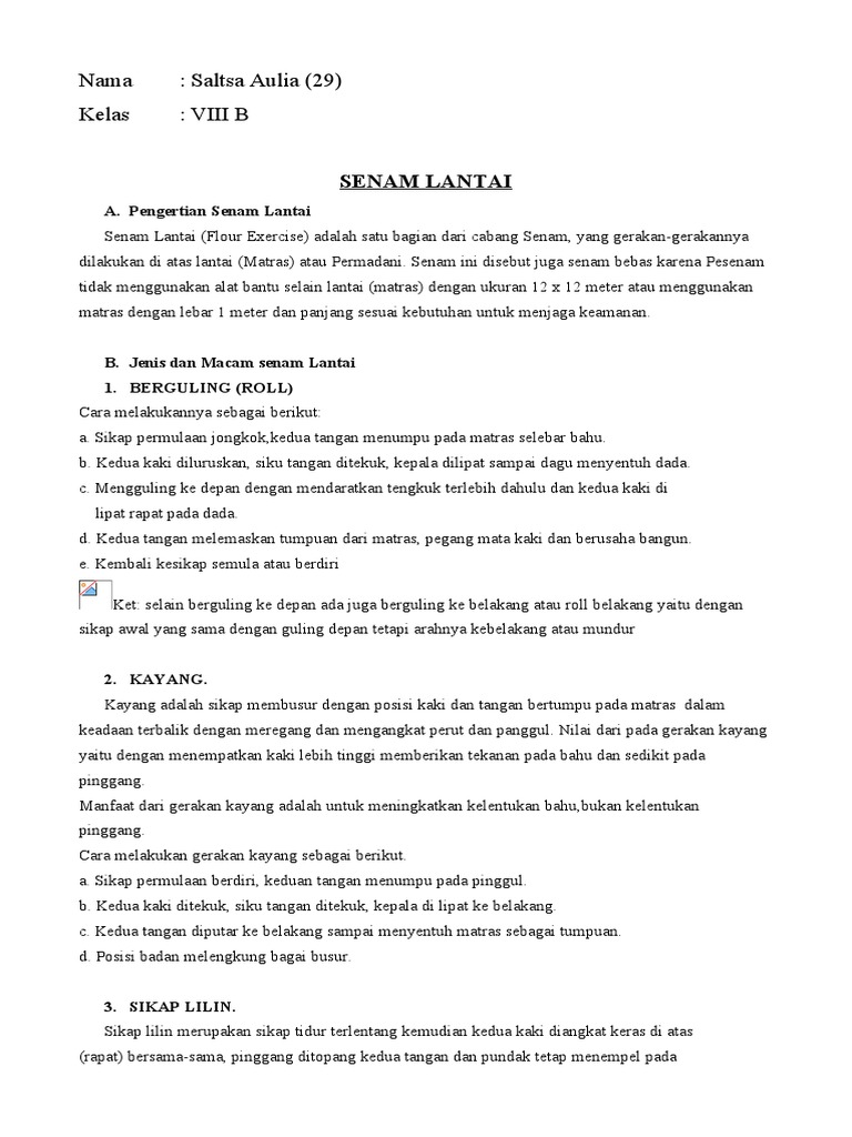 Teknik Dasar Senam Lantai Kayang dan Guling | PDF
