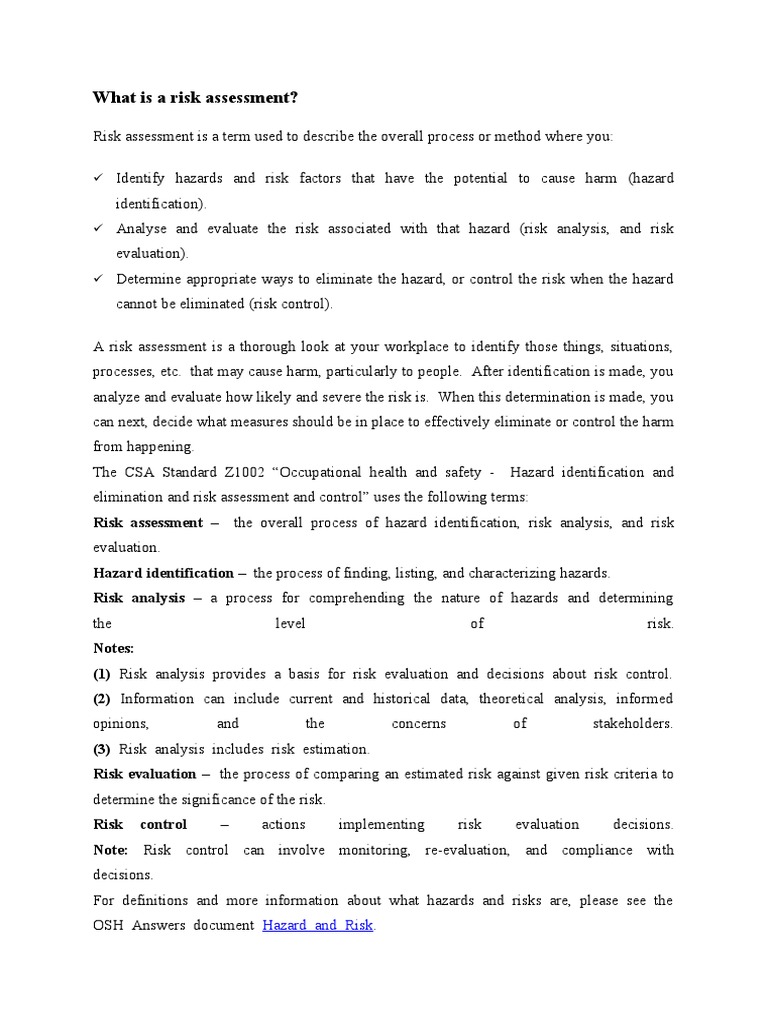 What Is A Risk Assessment | PDF | Risk | Risk Assessment