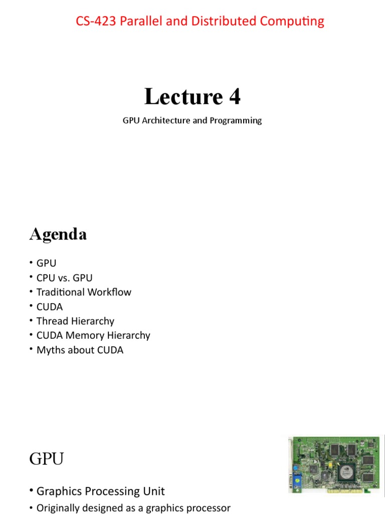 Lecture 4 - GPU Architecture and Programming | PDF