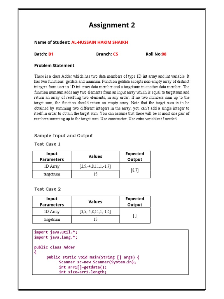 Opps Lab Assignment 2 | Download Free PDF | Parameter (Computer Programming) | Integer (Computer ...