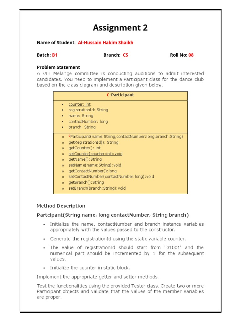 Opps Lab Assignment 1 | Download Free PDF | Parameter (Computer Programming) | Constructor ...