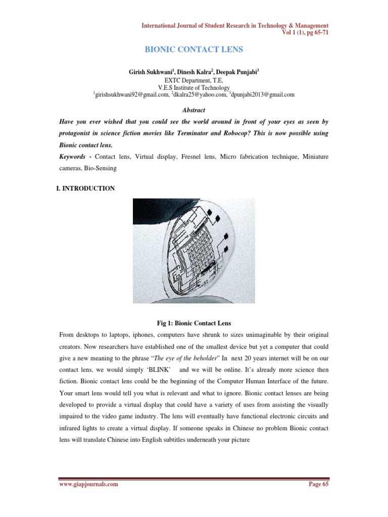Bionic Contact Lens | Download Free PDF | Light Emitting Diode ...