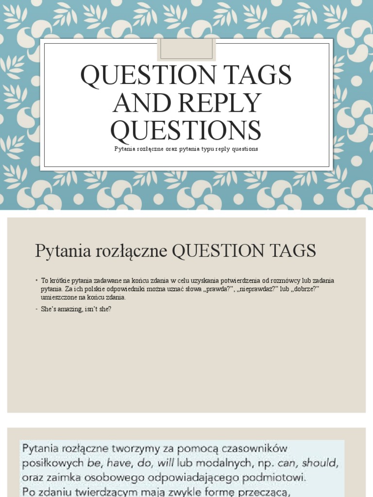 Question Tags and Reply Questions | PDF