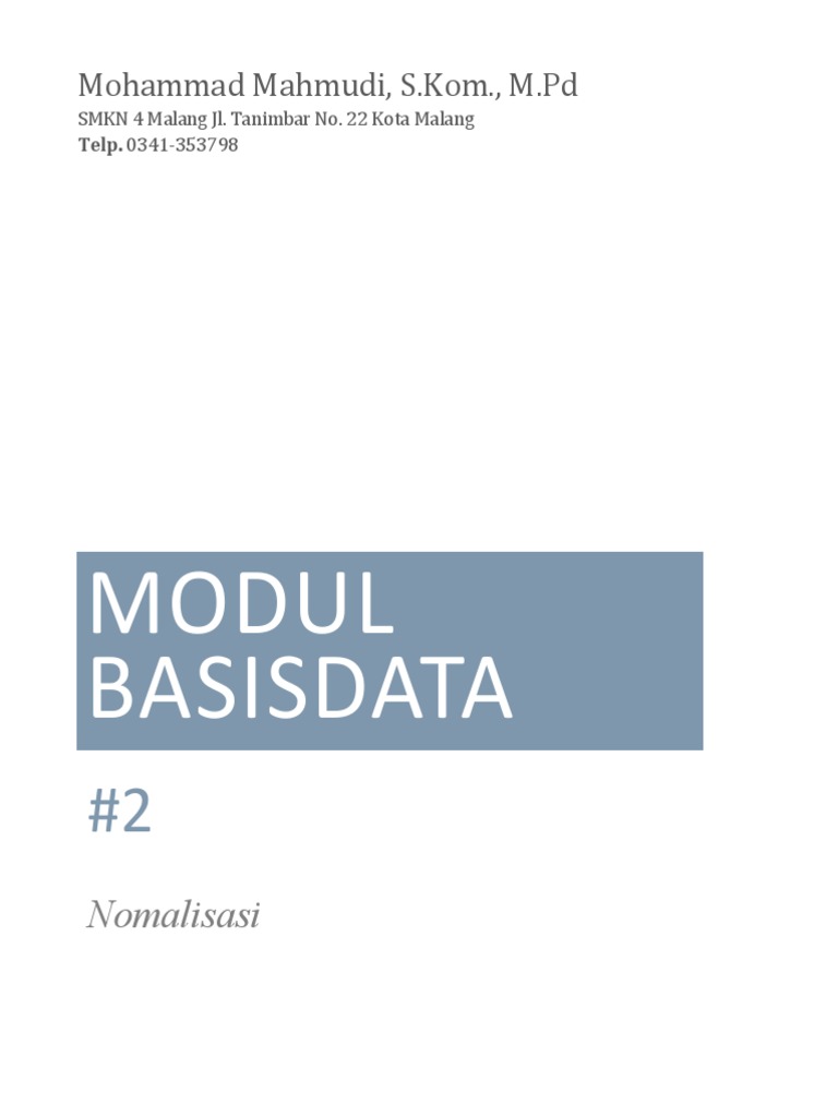 Panduan Normalisasi Basis Data SMK | PDF