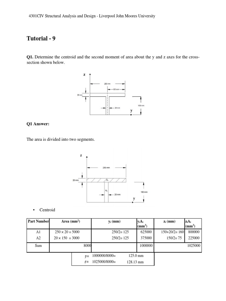 4301CIV Tutorial 9 Solutions | PDF 4301CIV Tutorial 9 Solutions | PDF
