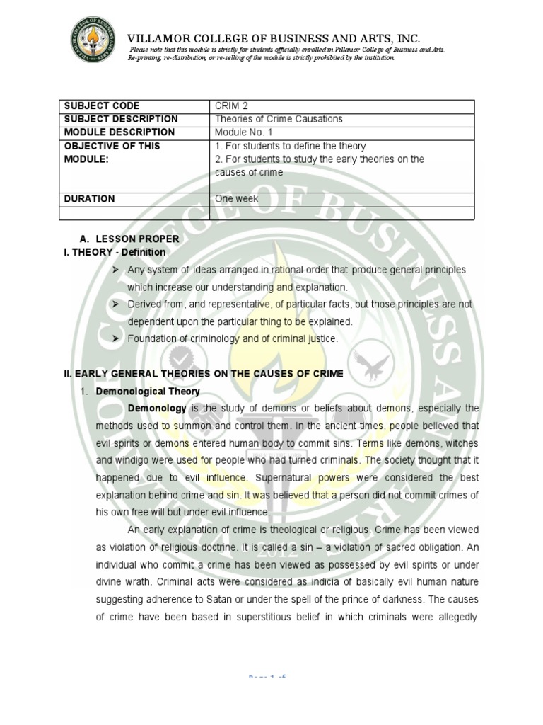 Module 1.CRIM 2. | PDF | Critical Theory | Criminology