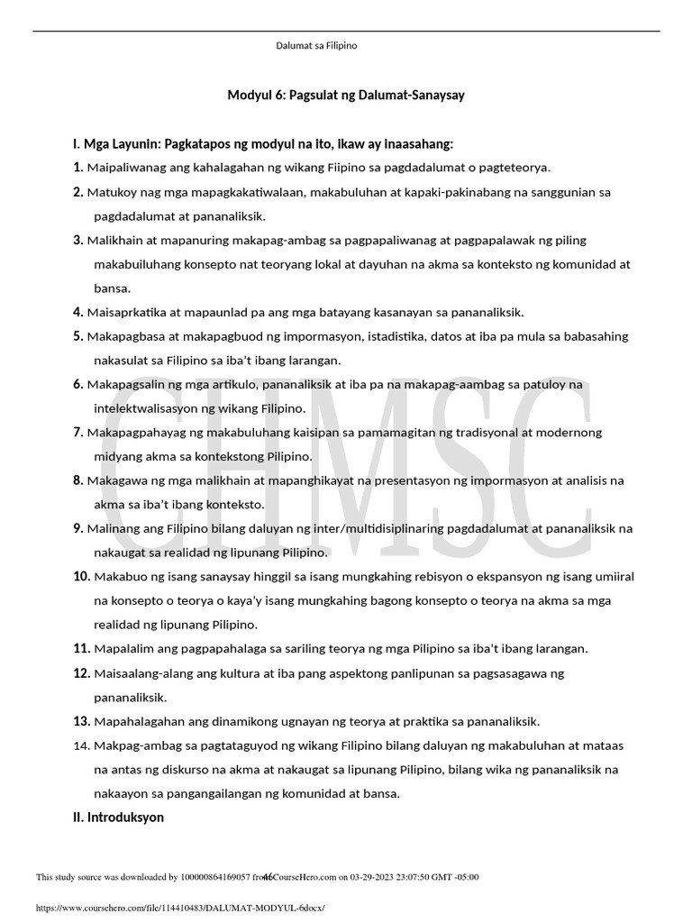 Dalumat Modyul 6 | PDF