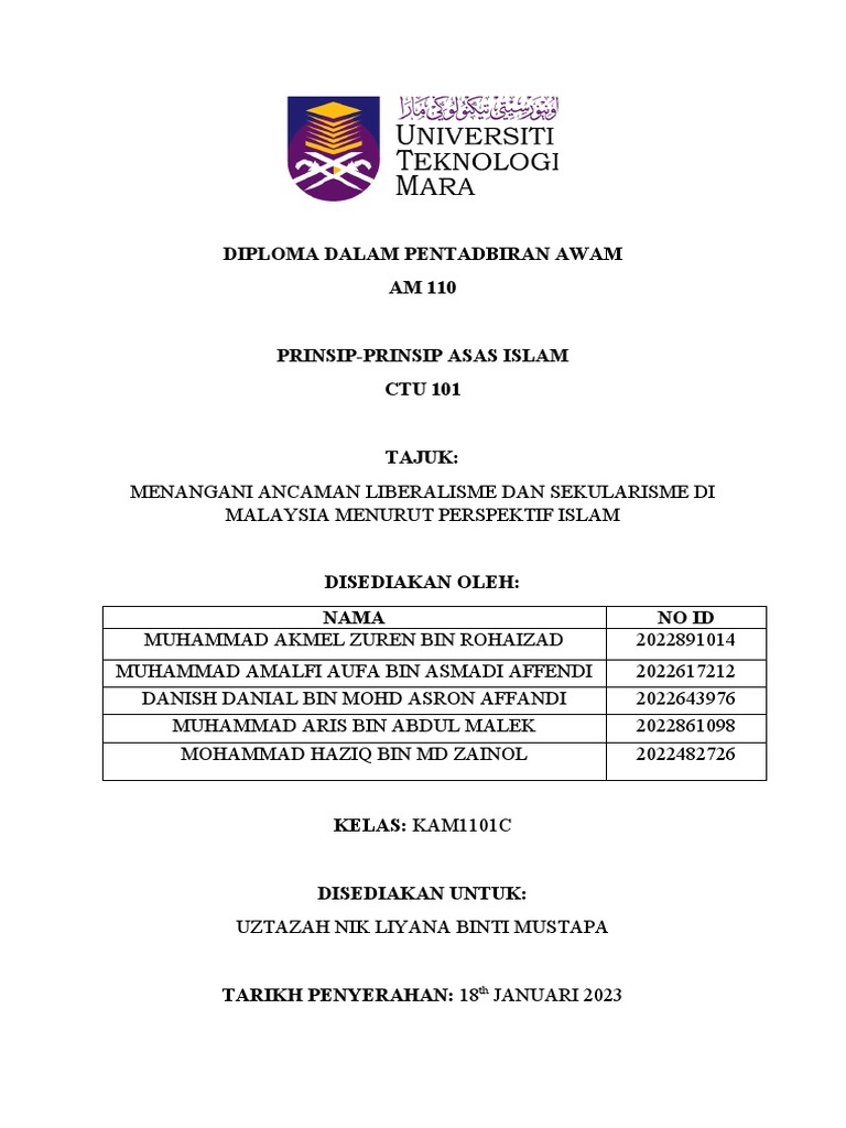 Ctu Assignment Liberalisme & Sekularisme | PDF