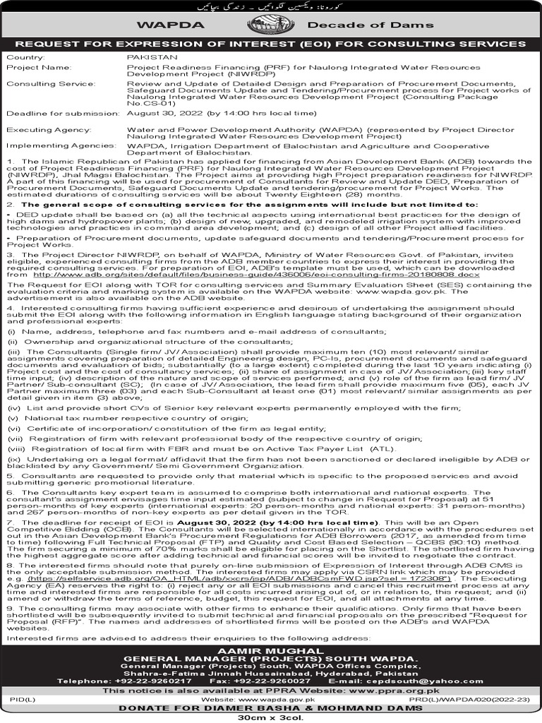 EOI for Naulong Water Project Consulting | PDF | Procurement | Asian ...