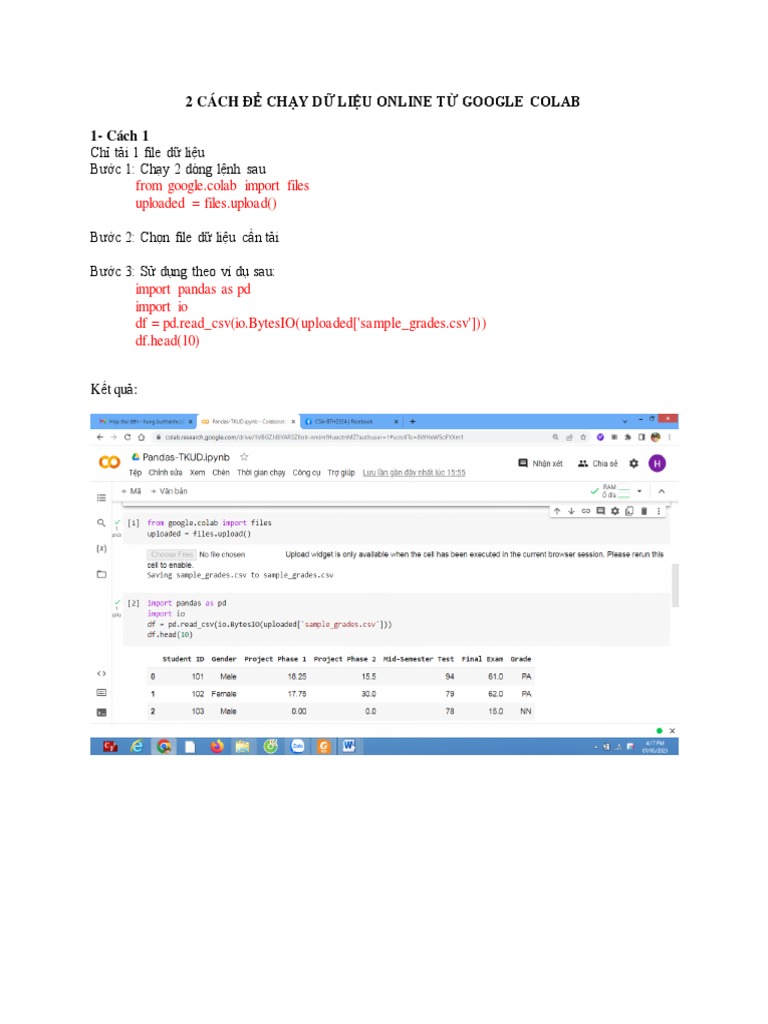 Huong Dan Upload Du Lieu Len Colab | PDF