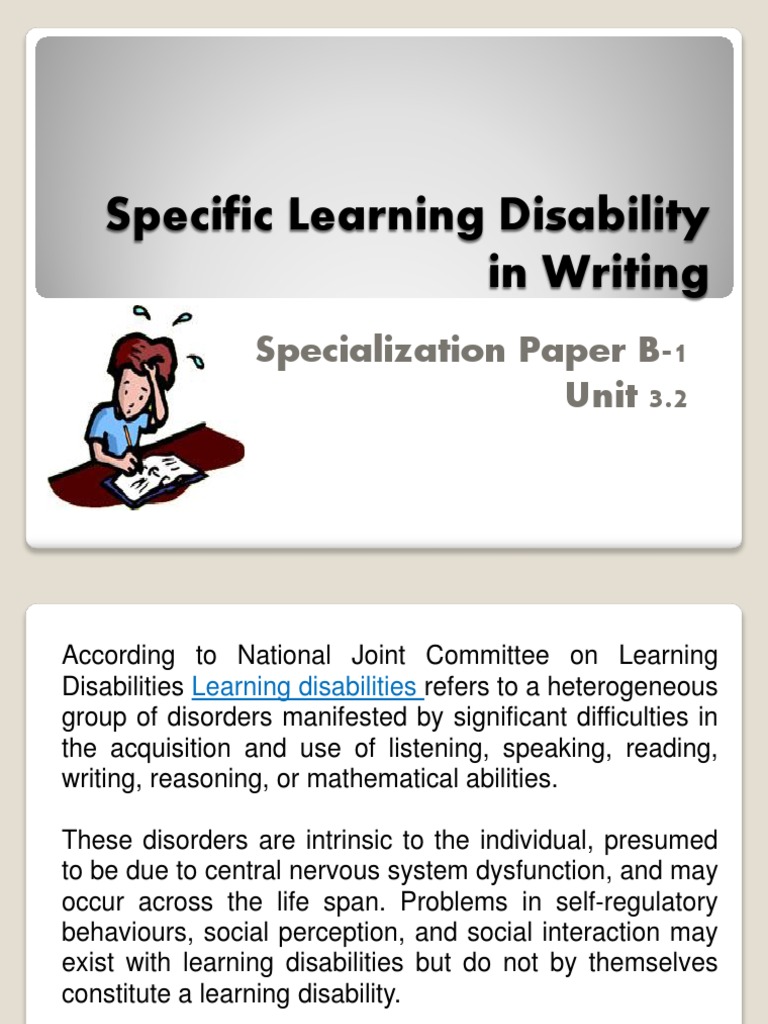 Specific LD in Writing | PDF | Learning Disability | Applied Psychology