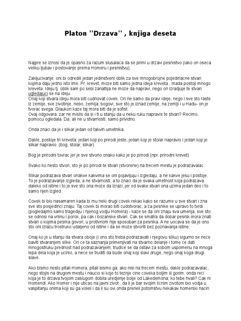 Platon - Drzava (Knjiga X) | PDF