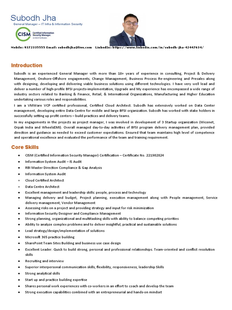 Subodh Jha Profile | PDF