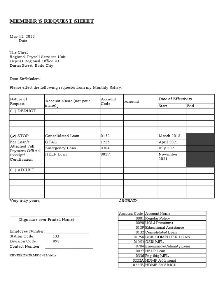 GSIS Stoppage deduction of loan | PDF