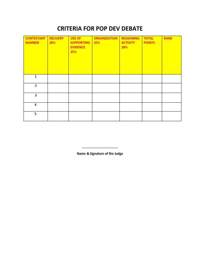Criteria for Pop Dev Debate | PDF