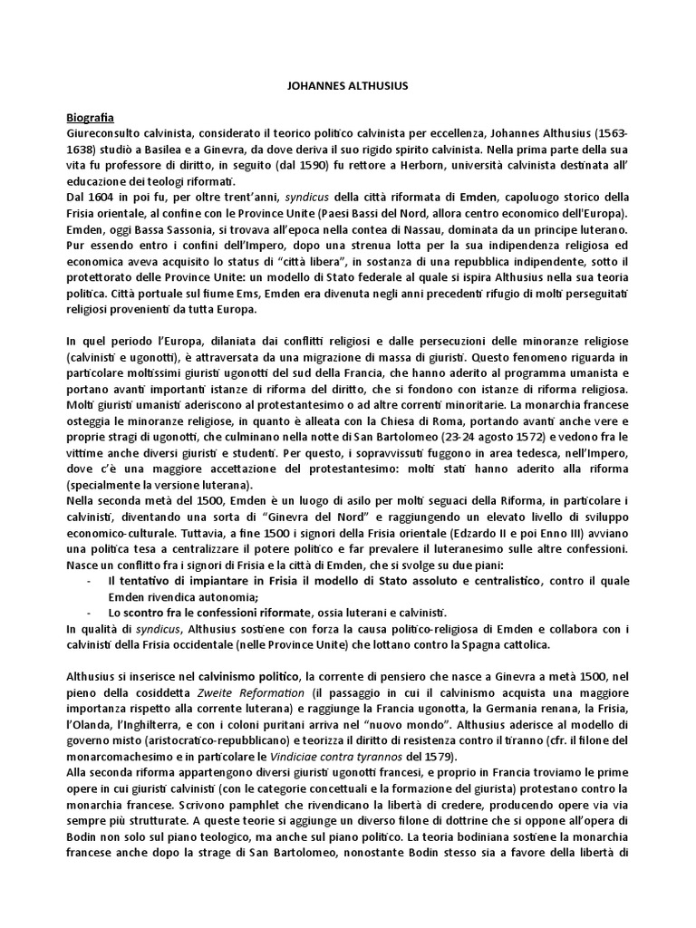 Johannes Althusius | PDF