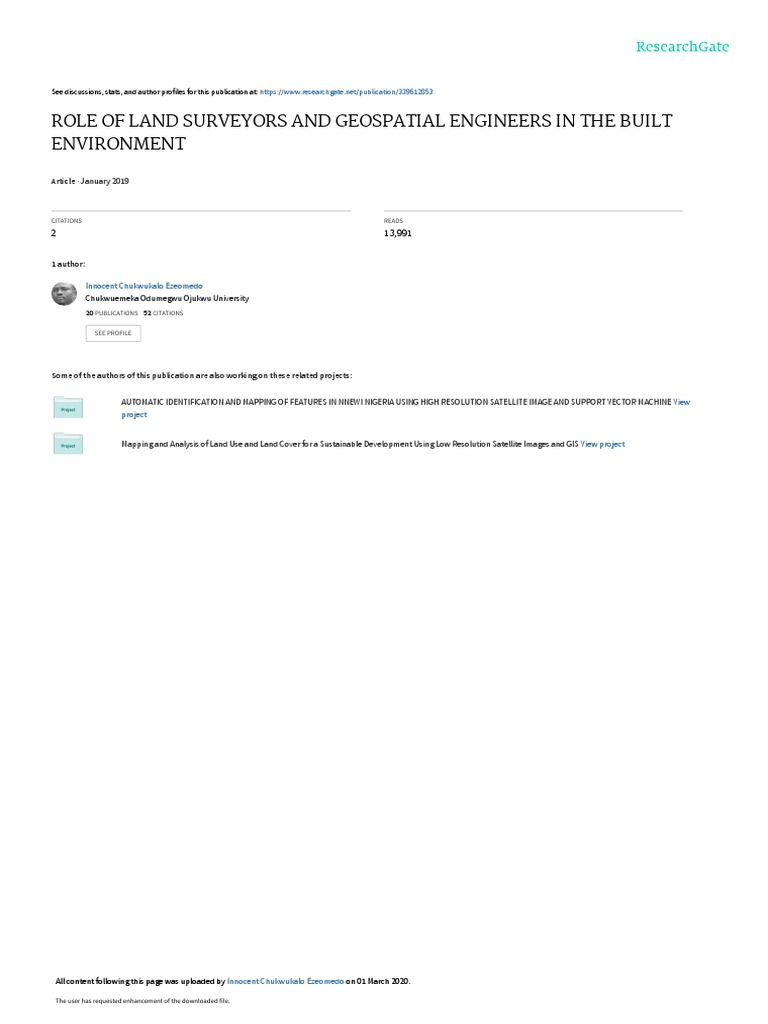Roleof Land Surveyorsand Geospatial Engineersinthe Built Environment ...