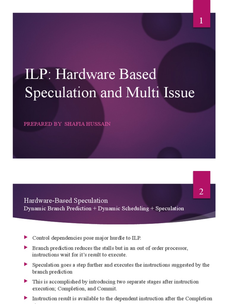 03ILP Speculation and Advanced Topics | PDF | Central Processing Unit | Cpu Cache