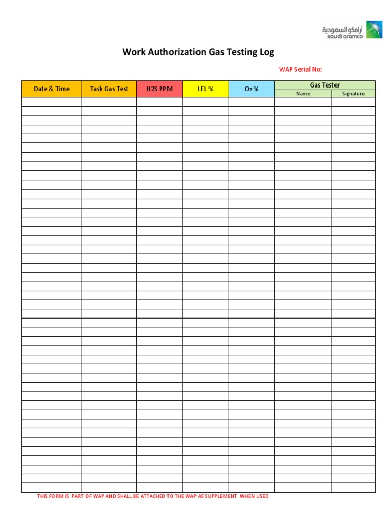 Gas Testing Form | PDF
