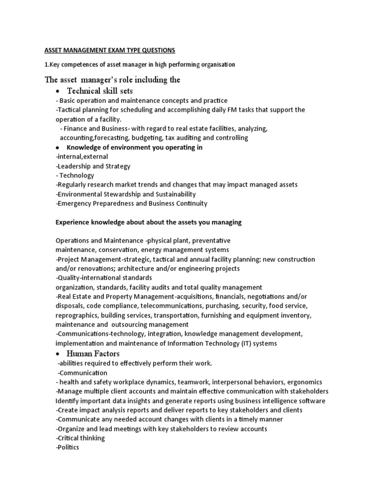 Asset Management Exam Type Questions | PDF | Reliability Engineering