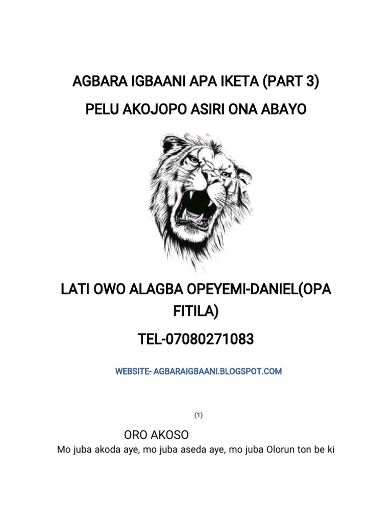 Agbara Igbaani Apa Iketa (Part 3) Pelu Akojopo Asiri Ona Abayo | PDF