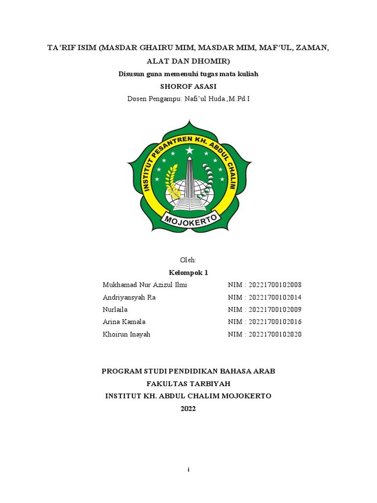 Ta'rif Isim dalam Ilmu Shorof | PDF